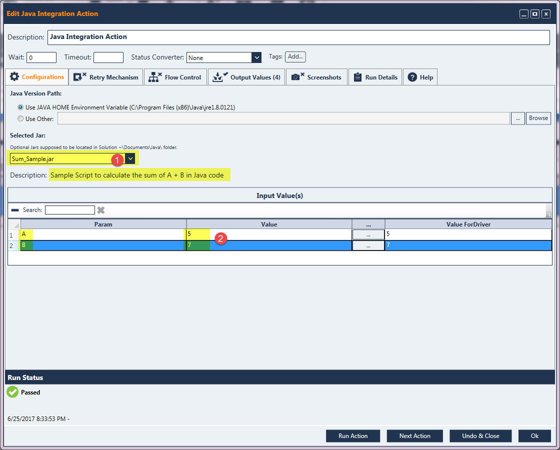 Java Execution Action User Guide